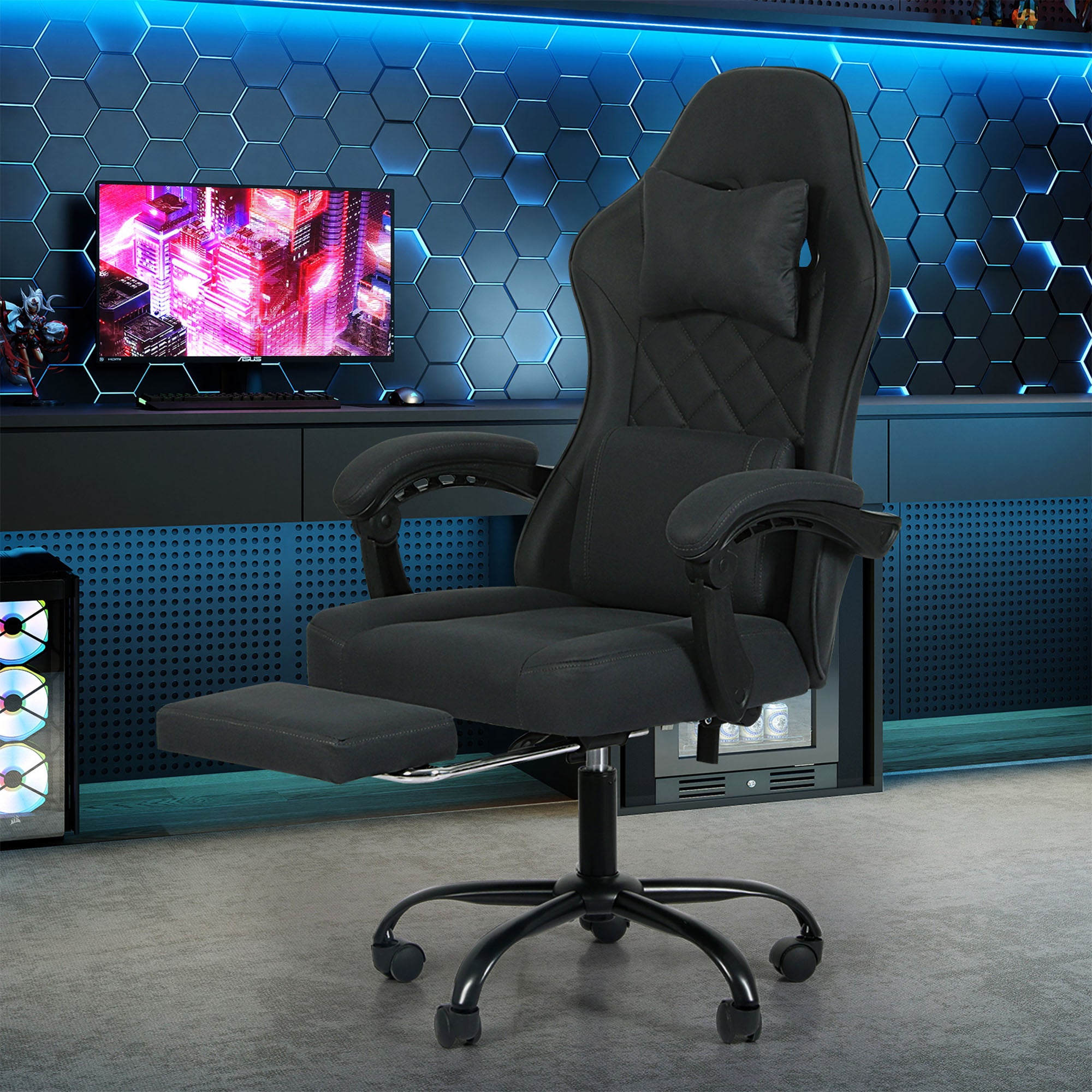 High Back Ergonomic Office Chair Reclining Computer Gaming Chair Grey ...