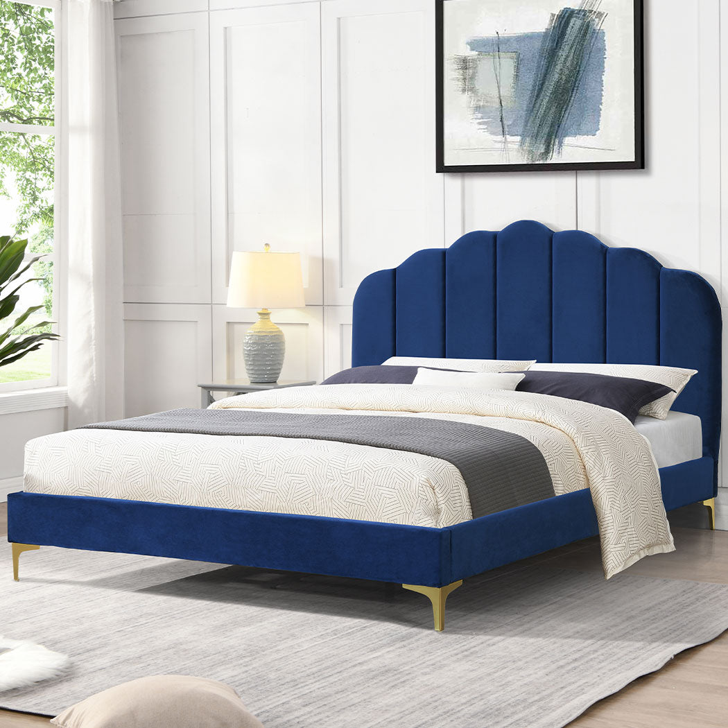 Double Bed Frame in Premium Velvet Finish – Levede