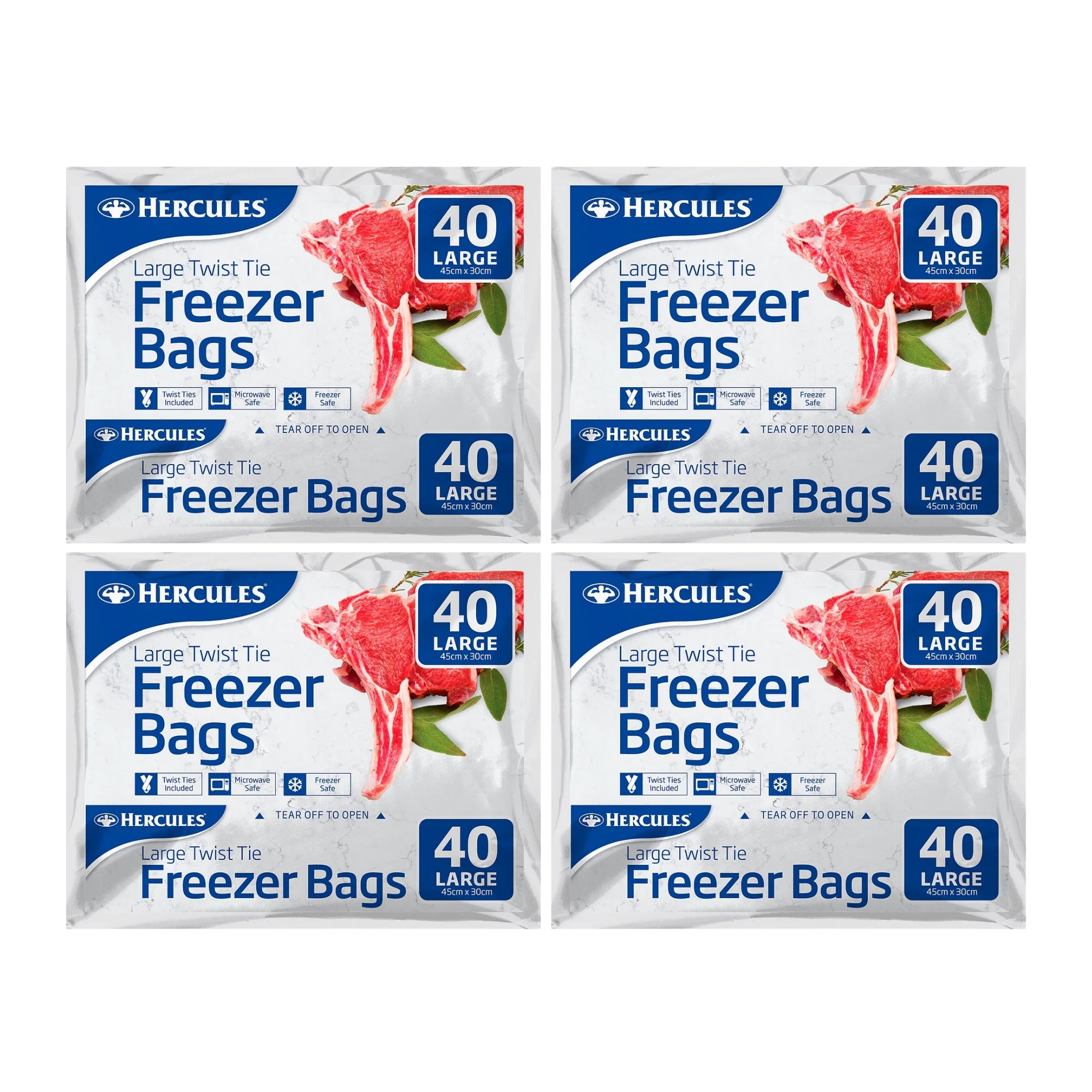 Hercules Tear-Off Freezer Bags Large 40pk x4 – Levede